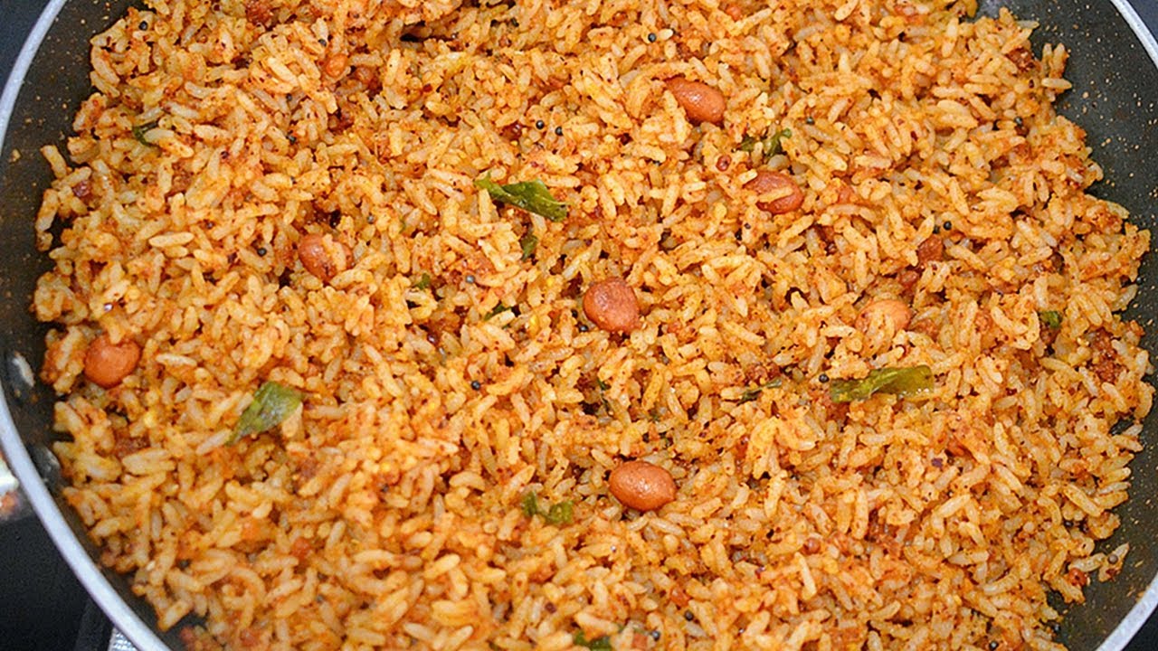 Spicy Groundnut Rice / Peanut Rice - Quick Cooking Lunch Recipes - YouTube