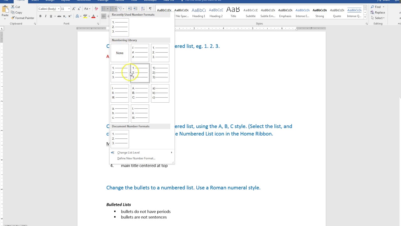 43 2 Chg format to numbering - YouTube