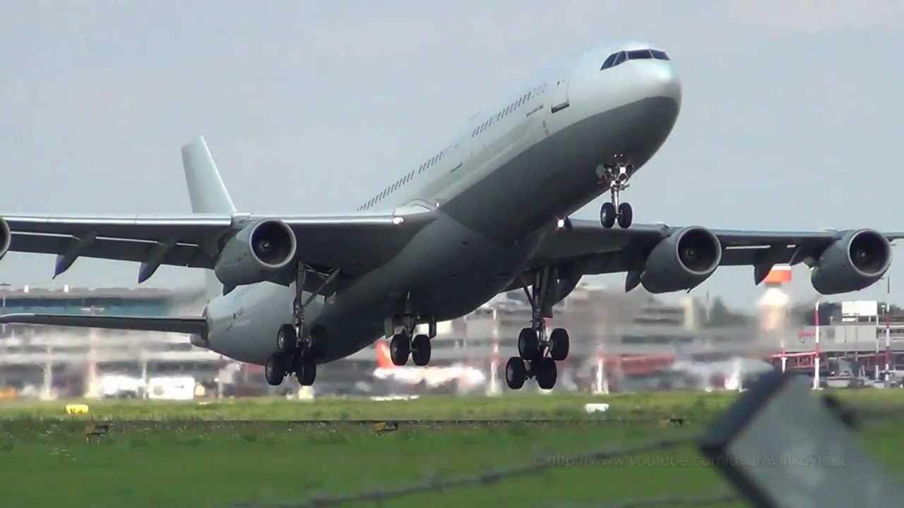 ex Lufthansa Airbus A340-311 D-AIGK very long takeoff at Hamburg ...