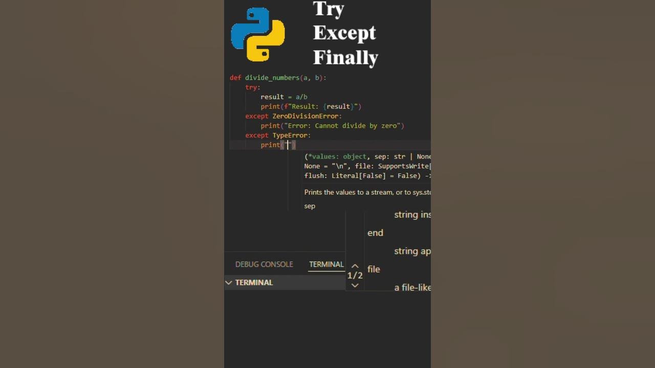 Error Handling In Python In 30 Seconds 🔥👨‍💻 Shorts Python 3434