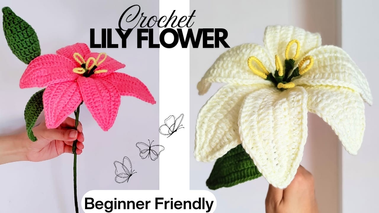 How to Crochet a Lily Flower 🌸 Easy Step-by-Step Tutorial for Beginners ...