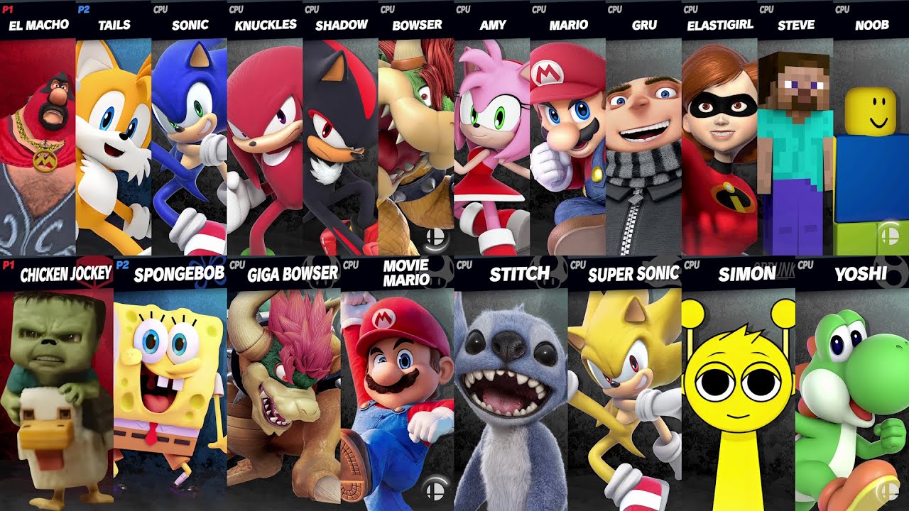 Sonic vs Mario vs Lilo & Stitch vs Chicken Jockey vs Minecraft vs ...