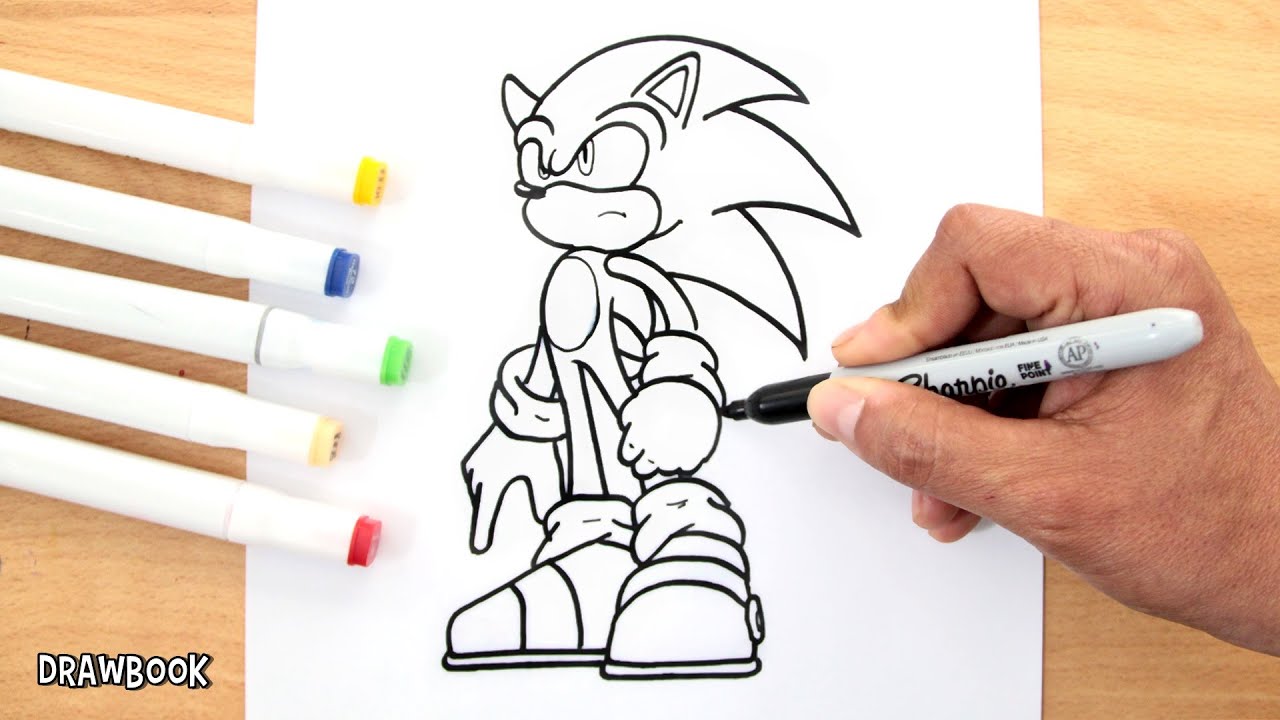 Drawing SONIC The Hedgehog (step by step) *new* - YouTube