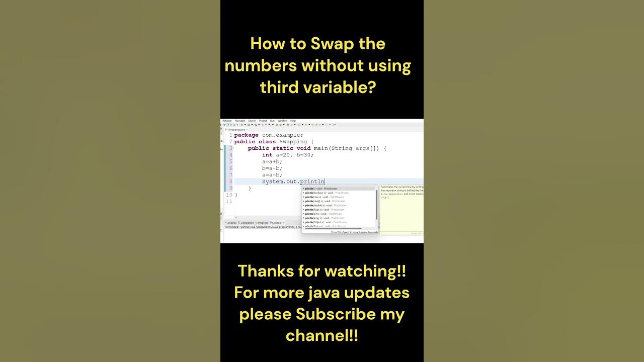Swapping Two Numbers Without Using Third Variable Shorts
