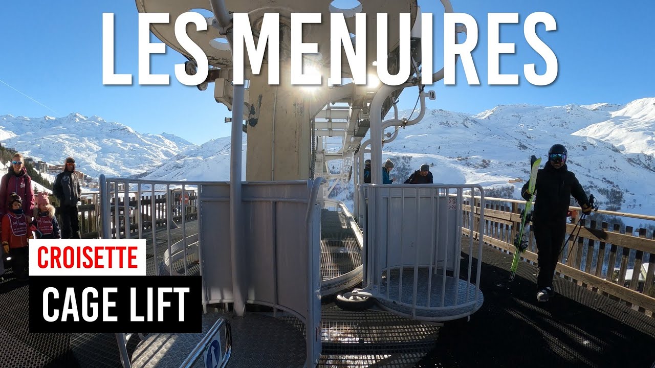 'Croisette' cage lift in Les Menuires, Les 3 Vallées - YouTube