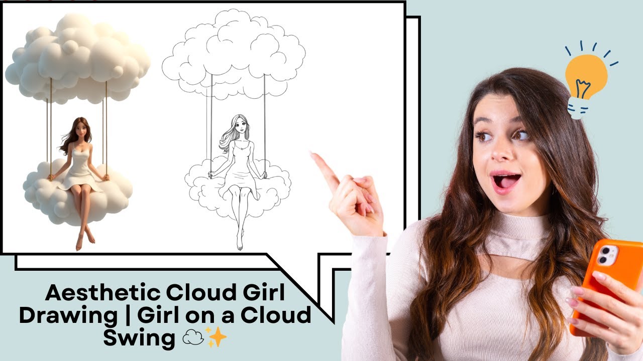 Aesthetic Cloud Girl Drawing | Girl on a Cloud Swing ☁️ - YouTube