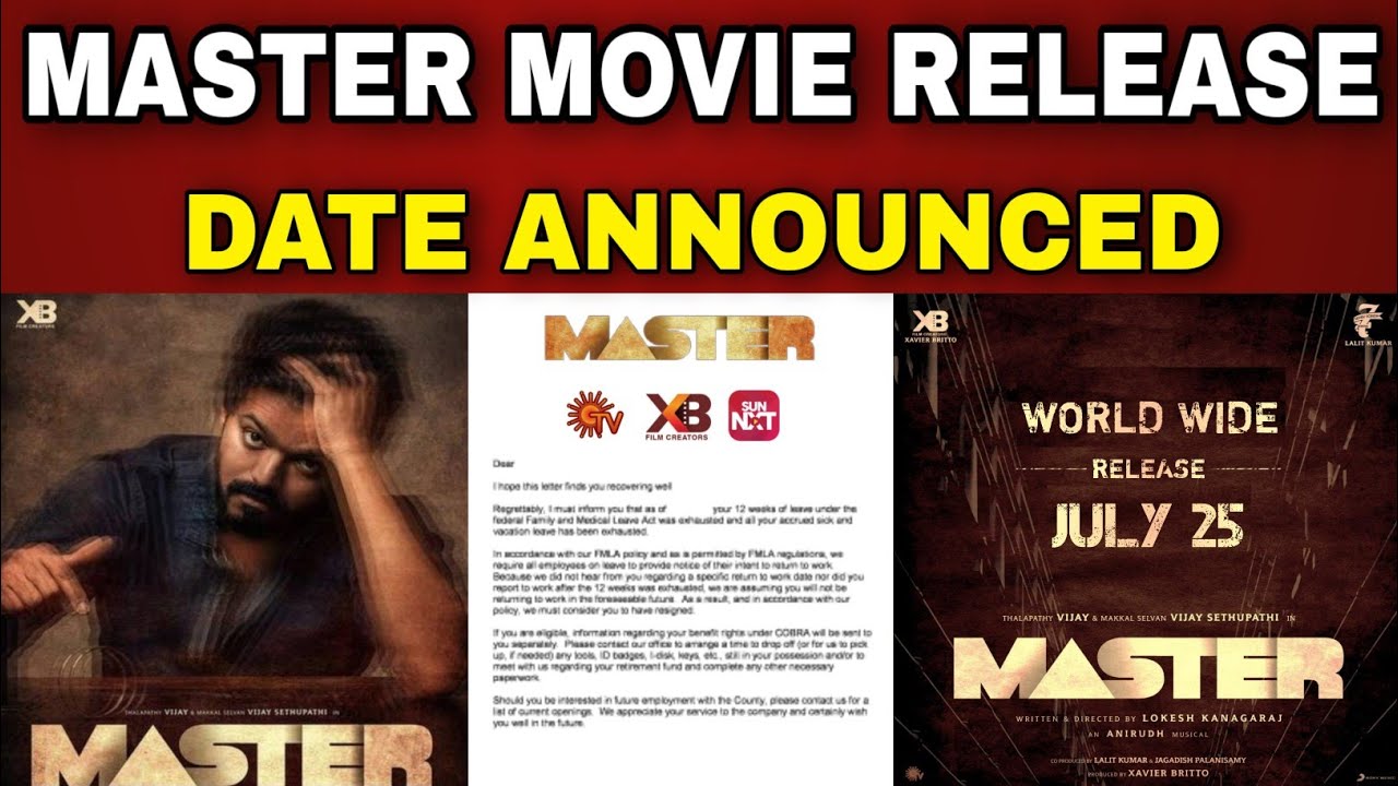 MASTER - Official Release Date Announced | Thalapathy Vijay | Vijay ...