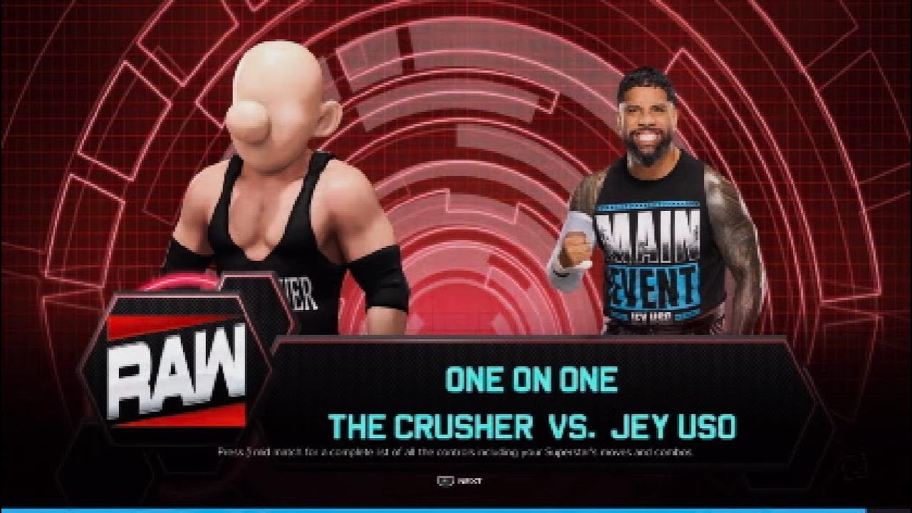 WWE Raw | The Crusher vs Jey Uso WWE2K24 - YouTube