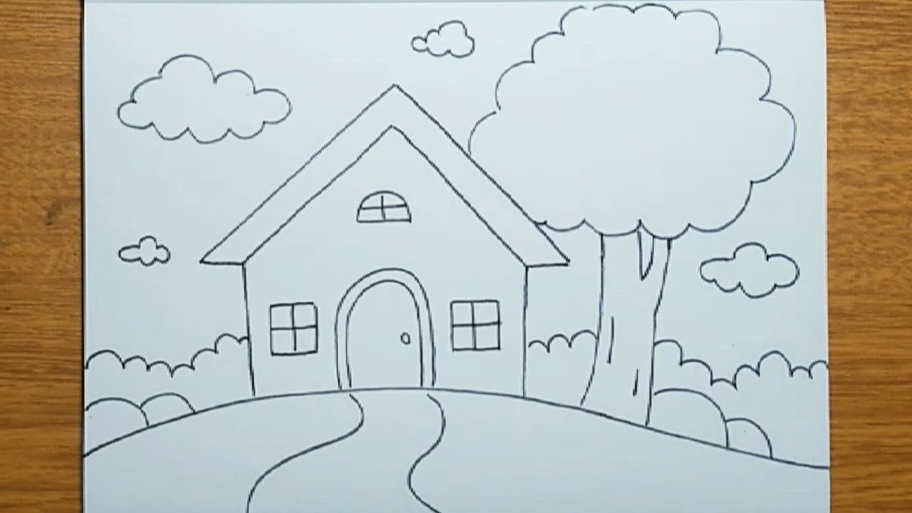Cara Menggambar Rumah Untuk Anak TK Dan SD - Drawing House Easy - YouTube