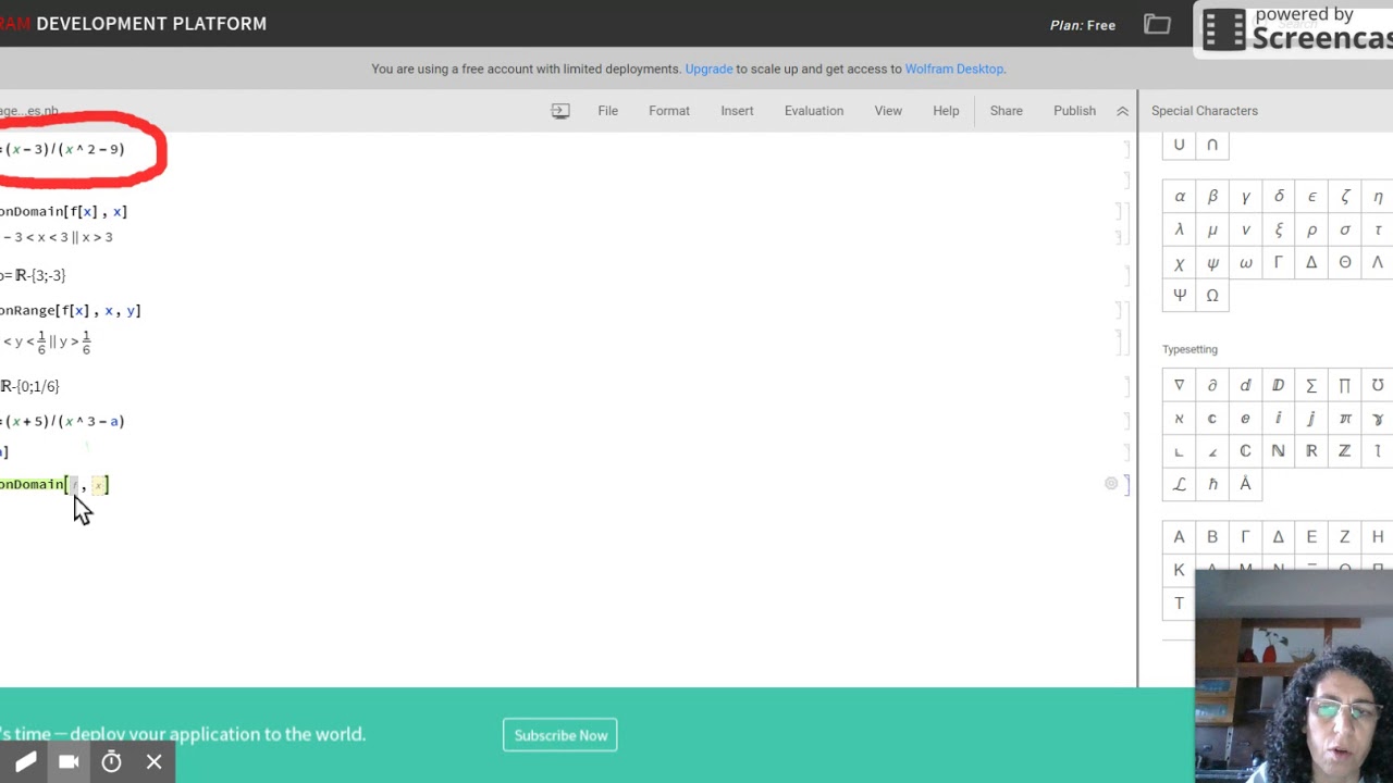 Dominio e imagenes de funciones nb Wolfram Development Platform - YouTube