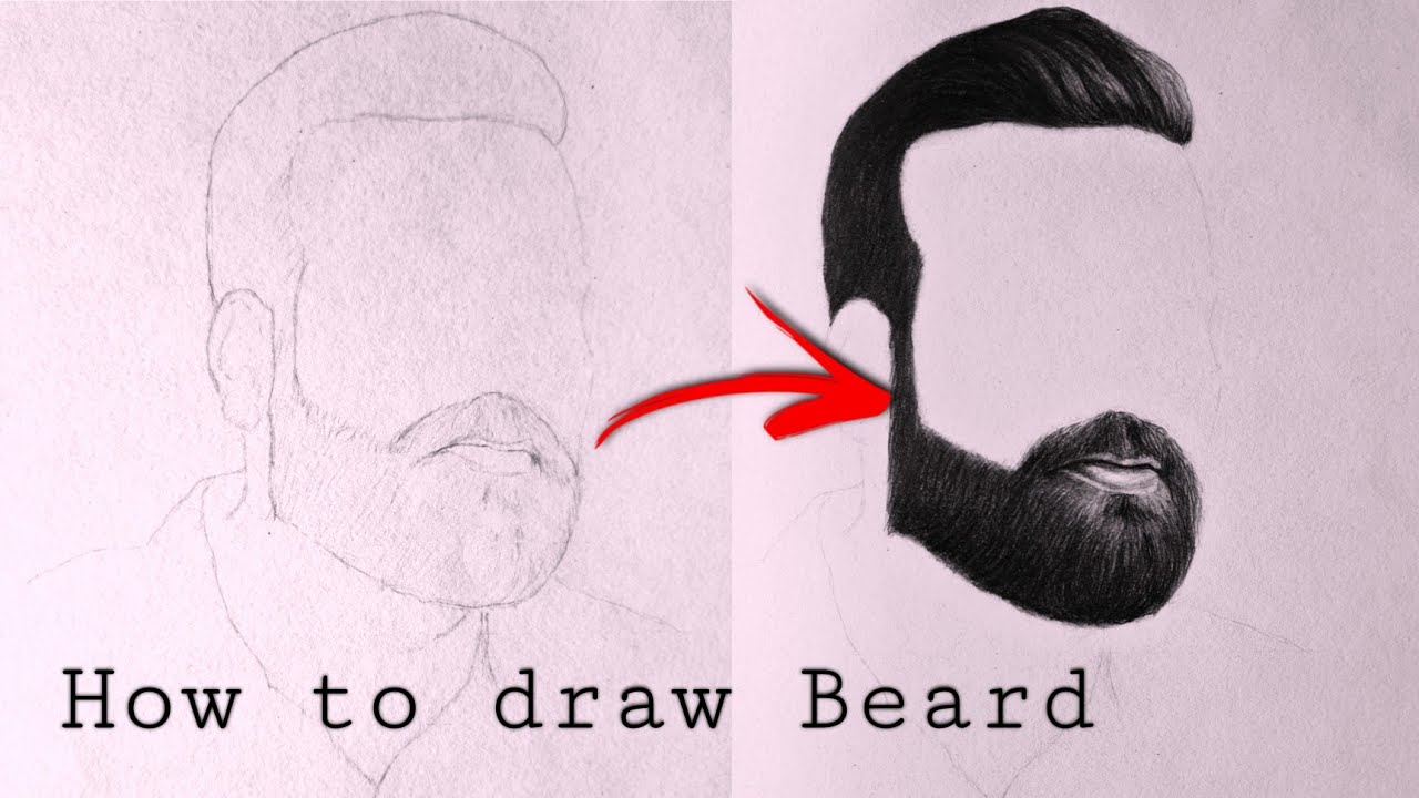 How to draw realistic beard and hair - YouTube