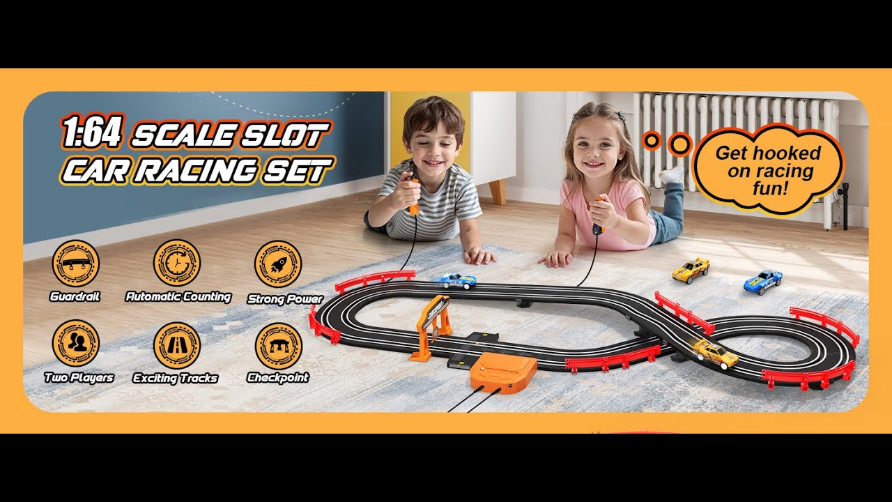 Slot Car Race Track Sets with 4 High Speed Slot Cars - YouTube