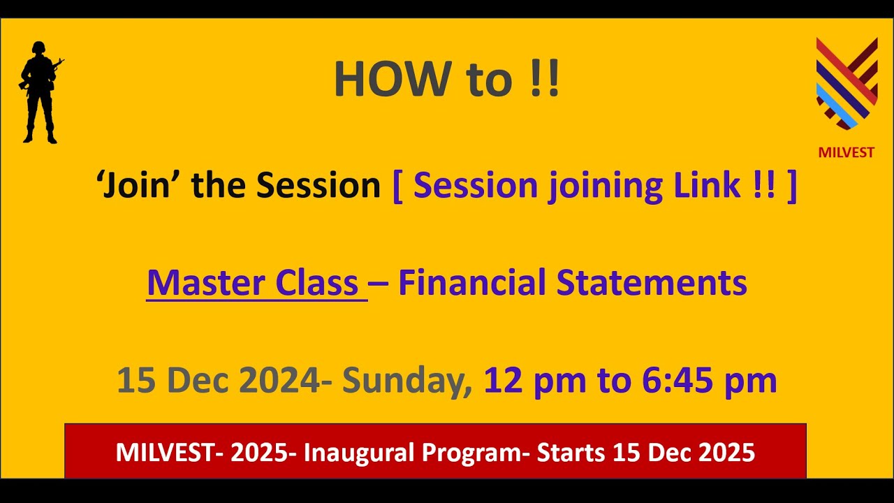 Session Link : How to Find : MILVEST-2025 - YouTube