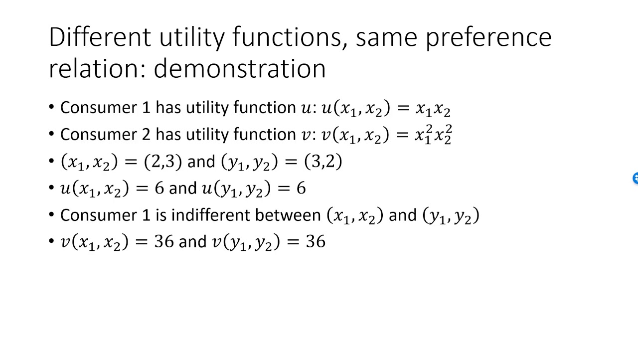 Different Utility Functions May Represent The Same Preferences YouTube