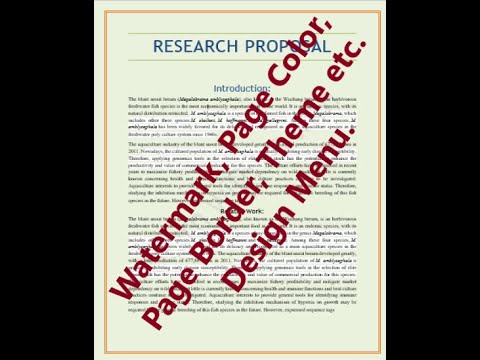 Watermark, Page Color, Page Border, Theme in Design Menu. Microsoft ...