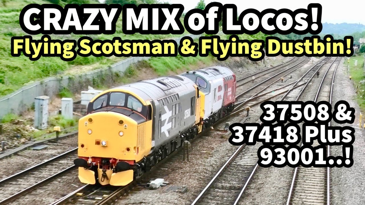 CRAZY Loco MIX..! Flying Scotsman & Flying Dustbin! 37608, 93001, 37508 ...