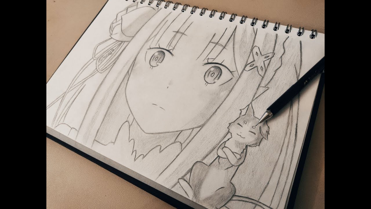 Drawing Emilia (feat. Puck) //Re:Zero//Time lapse// - YouTube