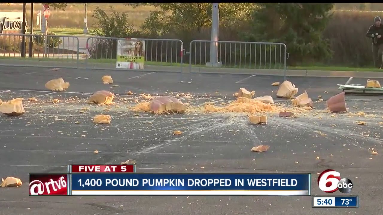 1,400 pound pumpkin dropped 140 feet to ground for Smiley Radio Show's ...
