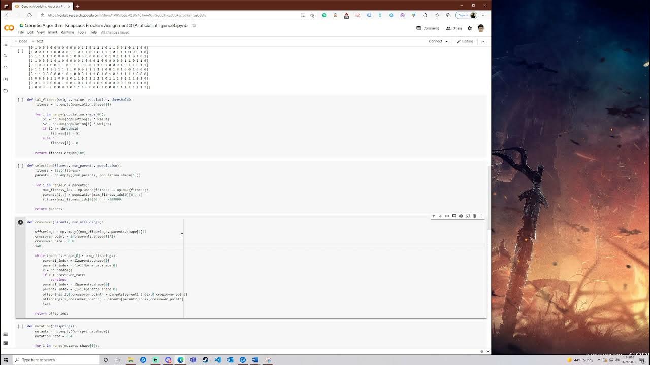 genetic algorithm knapsack assignment 3 presentation - YouTube
