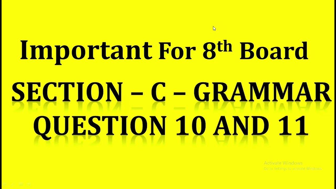 Class 8: Set 7 Vocabulary & Do as directed Section C Question 10 and 11 || Board Exam Paper PSEB ...