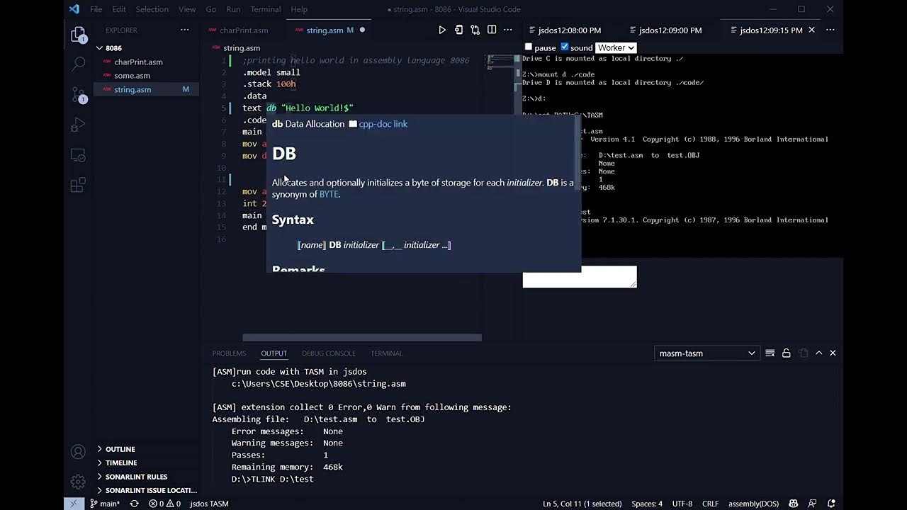Displaying Hello World! in assembly language | 8086 microprocessor program to display string ...