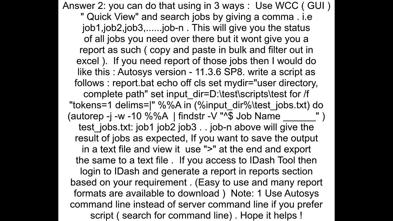AUTOSYS Command to fetch job status for multiple jobs at the same time - YouTube