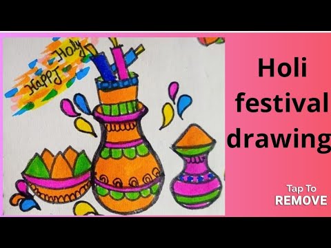 How to make Holi drawing🎨Easy holi poster step by step😍Drawing ...