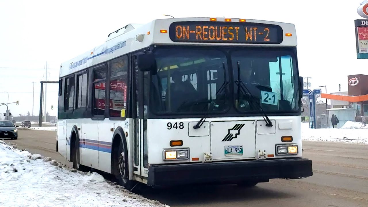 Winnipeg Transit #948 (2001 D30LF) on On-Request Zone 2 - YouTube