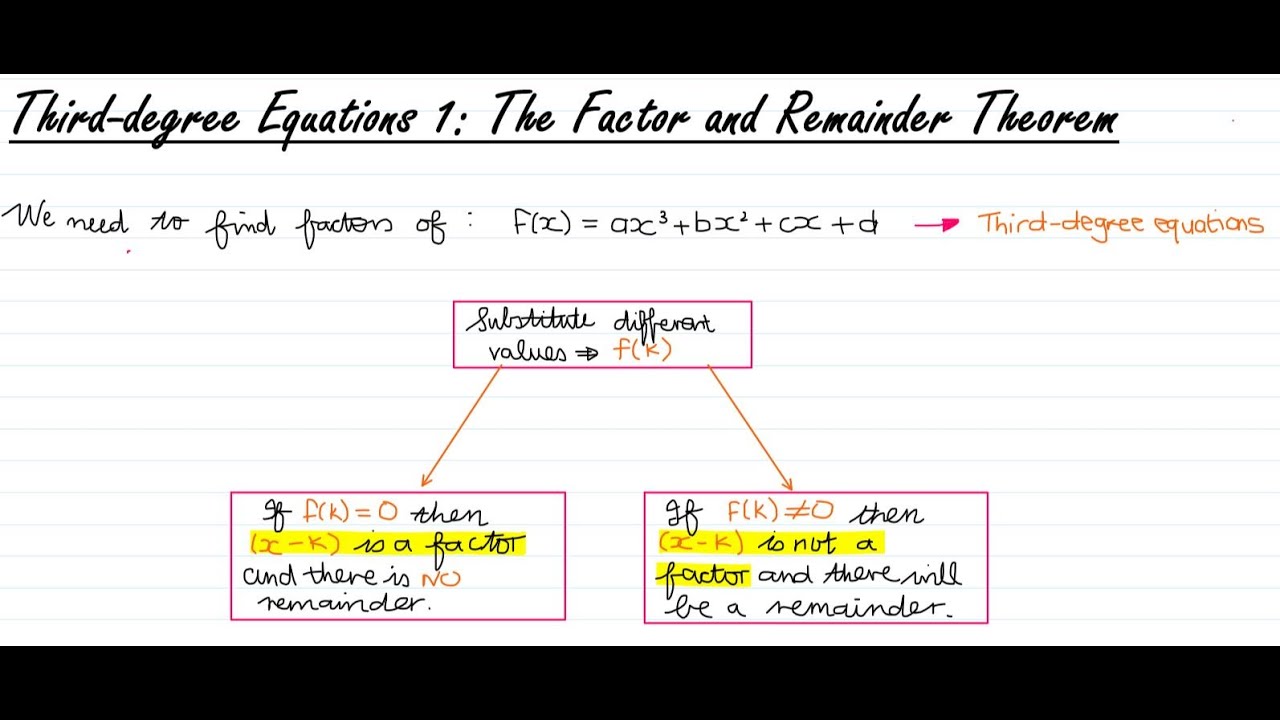 Third-degree Equations 1: The Factor and Remainder Theorem - YouTube