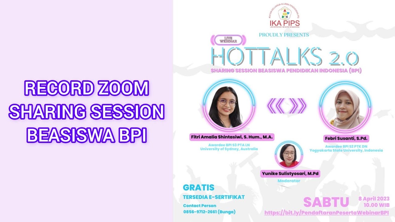 Record Zoom Sharing Session Beasiswa BPI II Persyaratan dan Tips ...