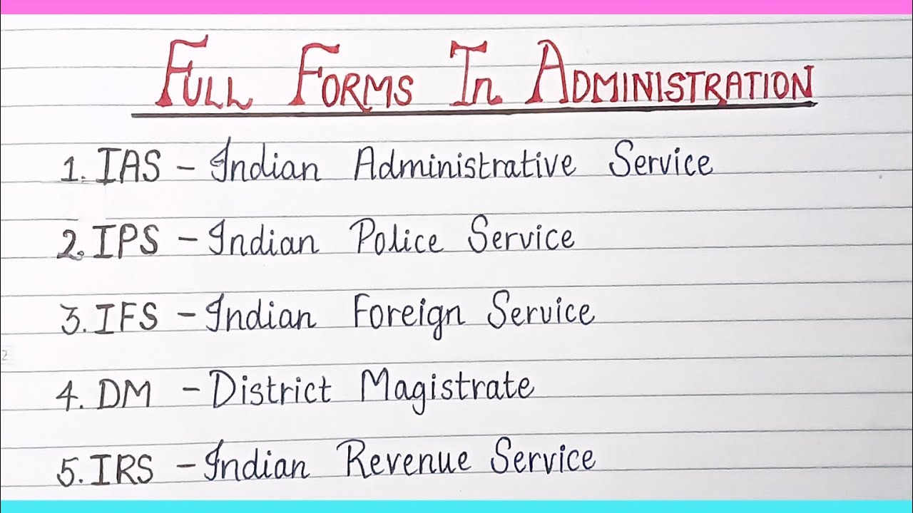 20 Full form in Administration || Handwritten notes || full forms - YouTube