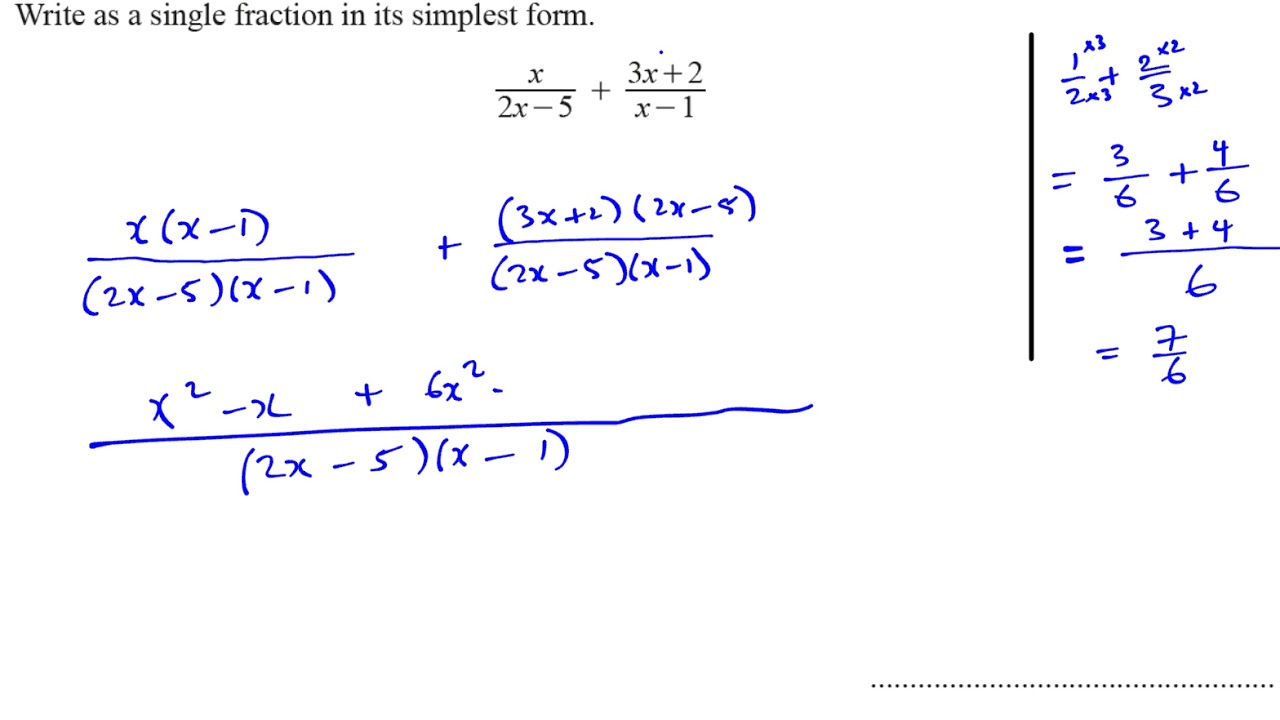 0580 43 M J 17 Q7c Simplifying Algebraic Fractions - YouTube