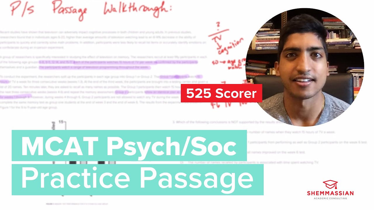 MCAT Psych/Soc Passage Walkthrough w/ a 525 Scorer - YouTube