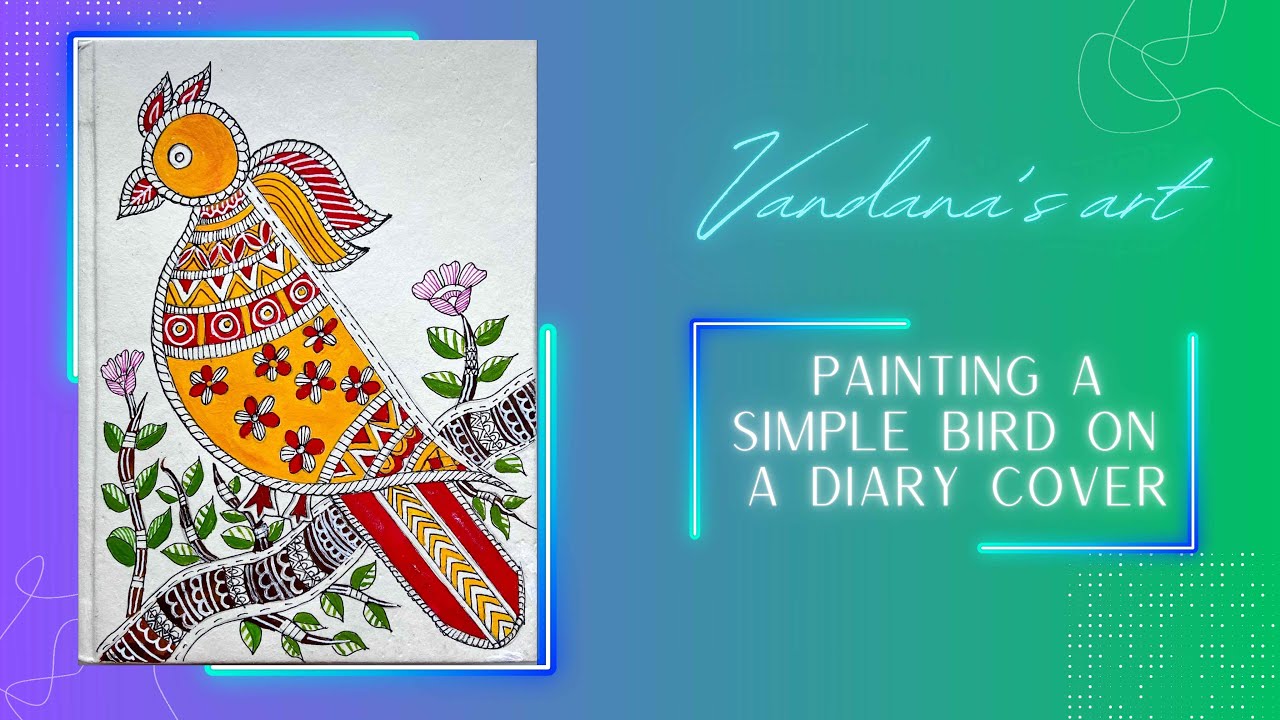 Painting a Simple Bird on a Diary Cover - YouTube