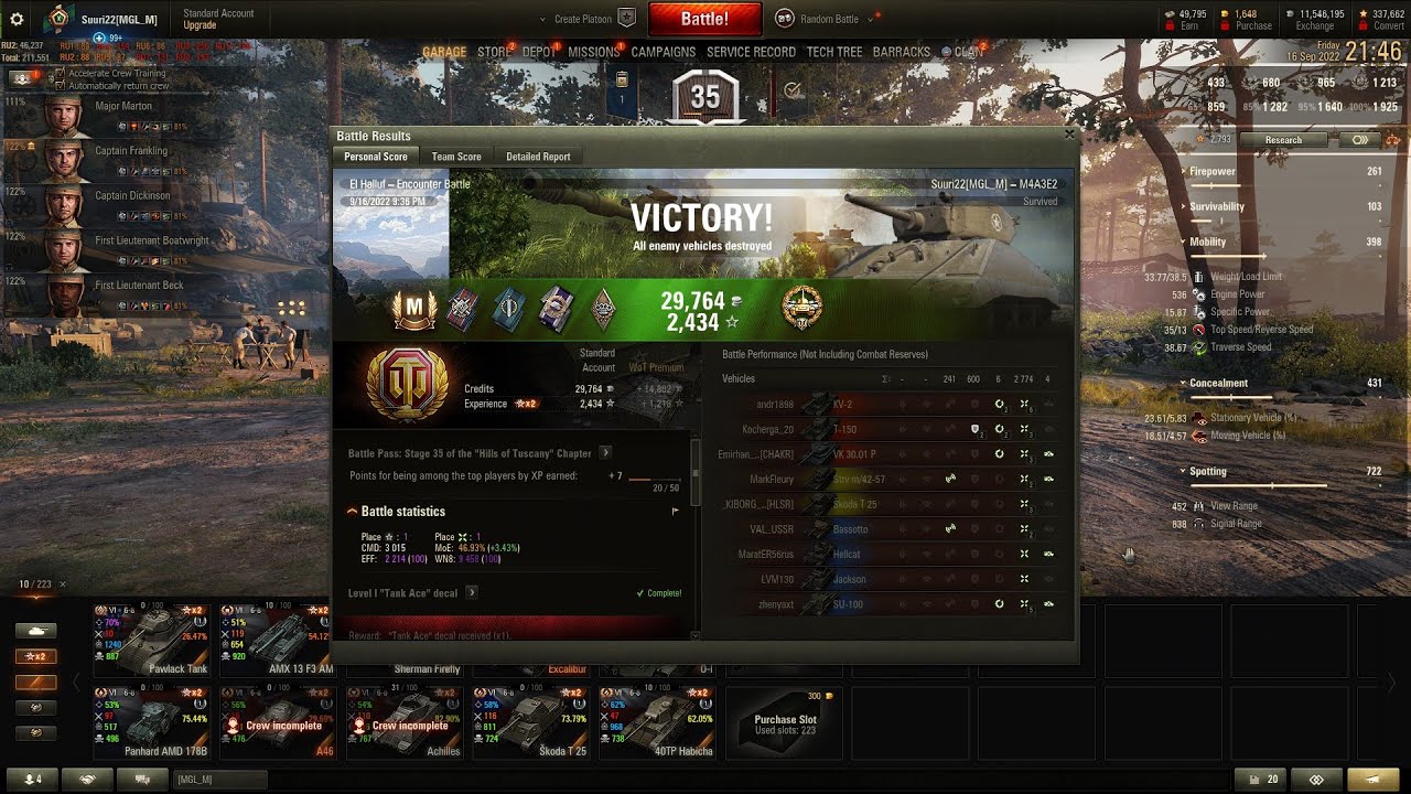 WoT American Tier 6 Medium Tank Sherman M4A3E2 Ace (Master), 2700 ...