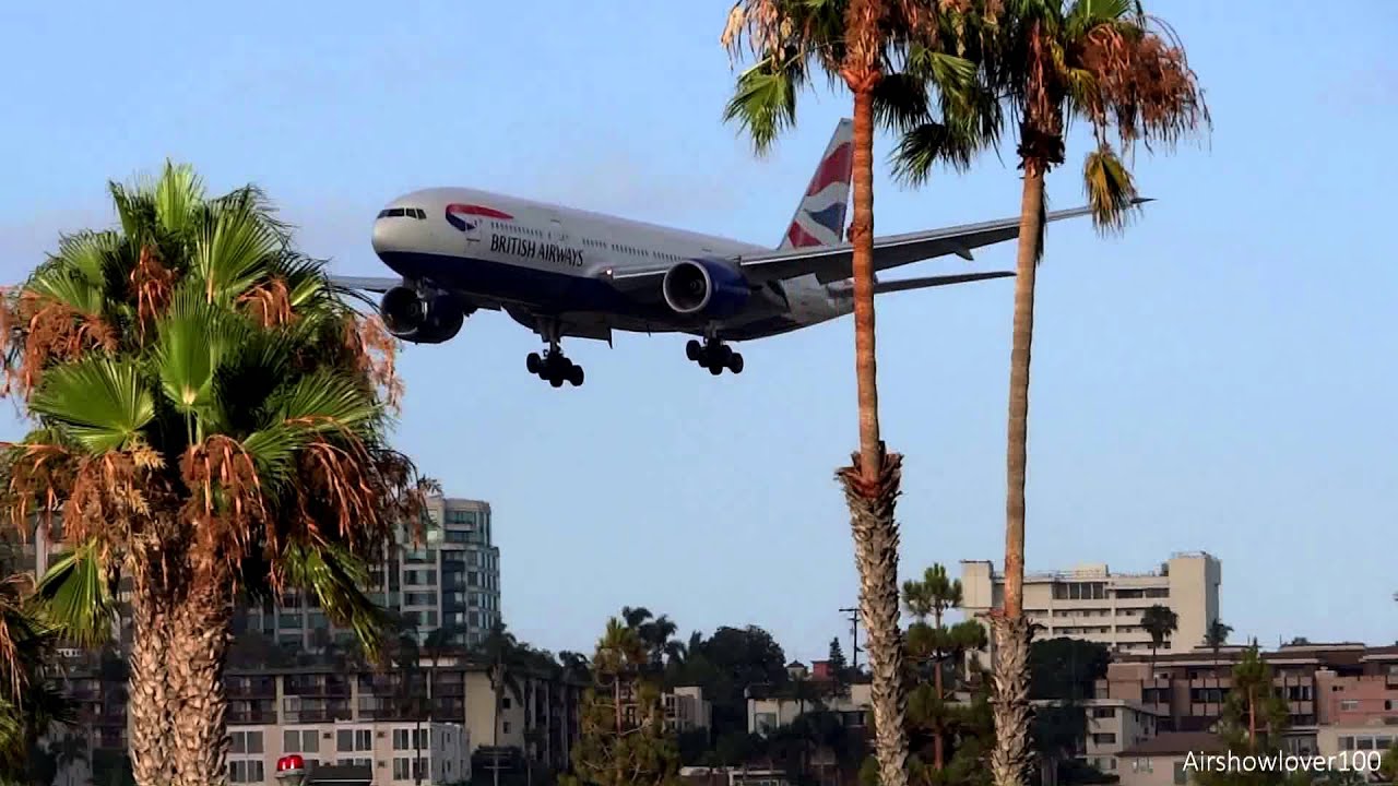 British Airways Boeing 777-200ER Sunset Landing San Diego - YouTube