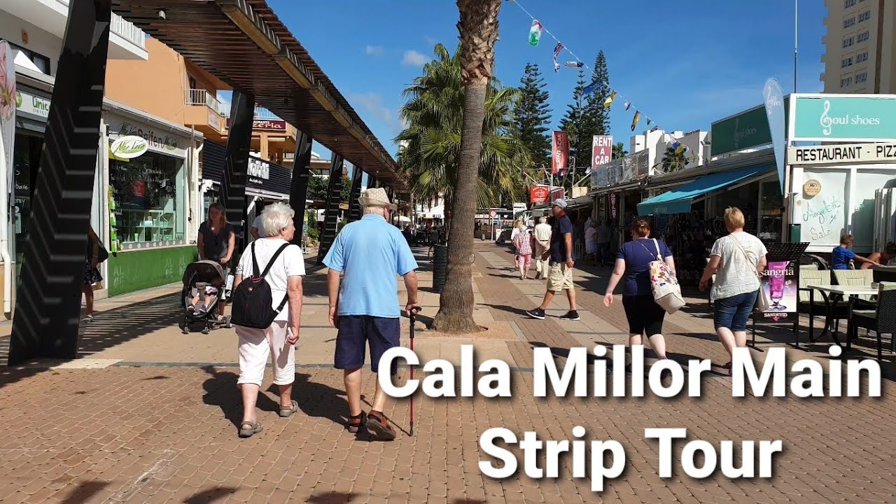 Cala Millor Mallorca - Main Strip Tour, Shops,Bars,Resturants, 4K - YouTube