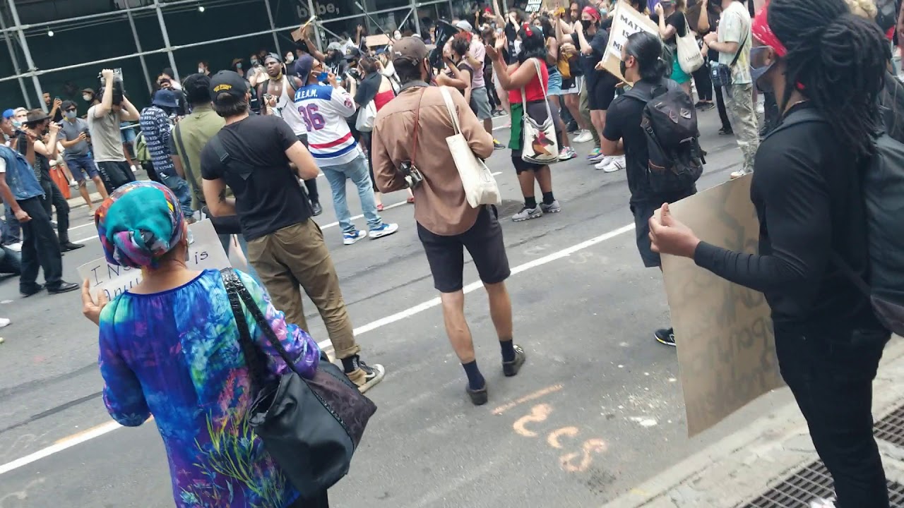 Peaceful Protest March going up Broadway from Downtown Manhattan ...