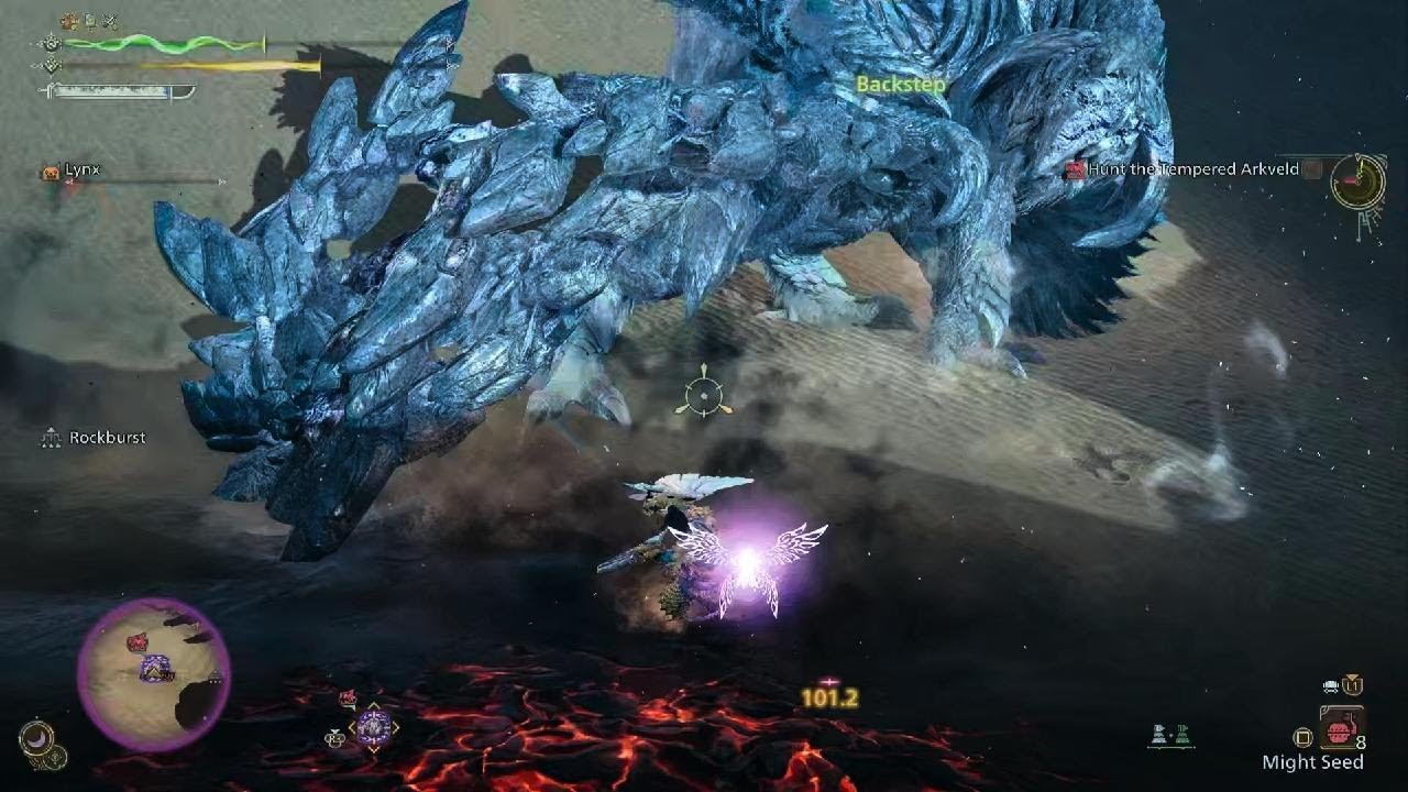 Monster Hunter Wilds - dropping crystal pillars on Arkvelds twice ...