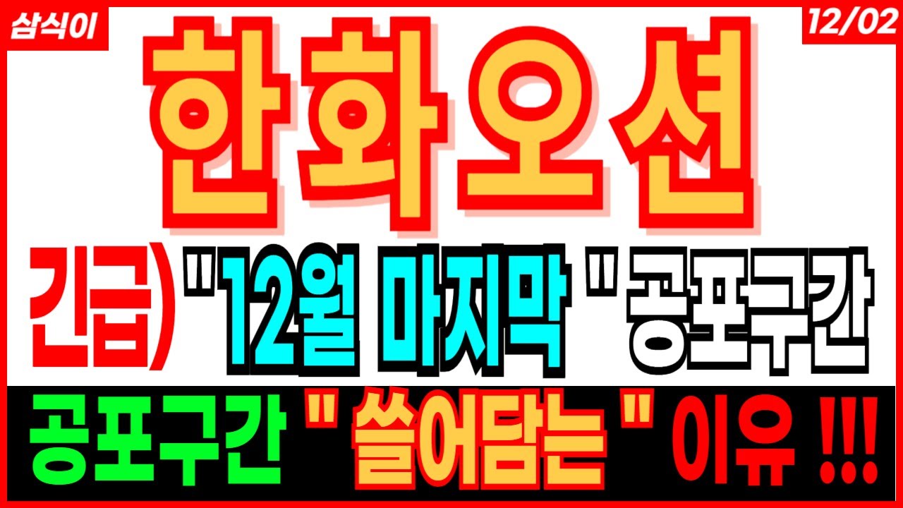 한화오션 긴급 12월 마지막 공포구간🔥 쓸어담는 이유 조선주 트럼프 조선관련주 Ds단석 급등주 신규상장주 주가 주가전망 주식추천 목표가 대응방법