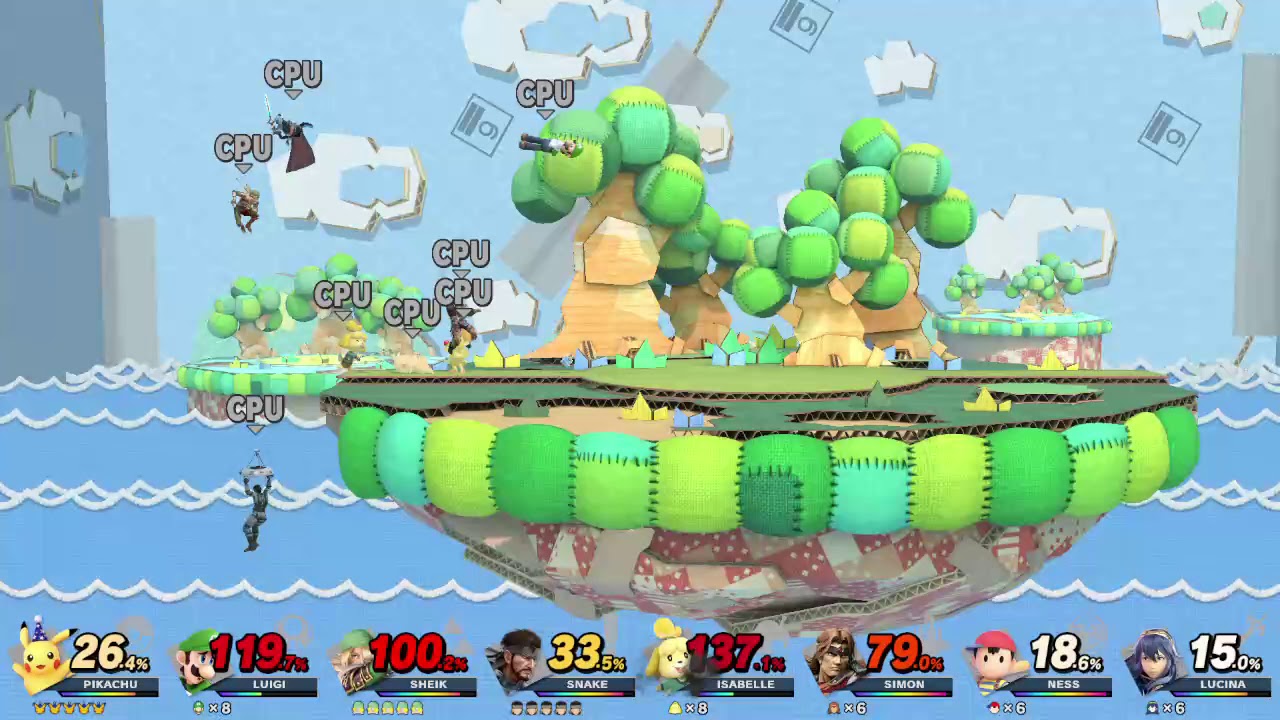 Super Smash Bros Ultimate 8 Player CPU Battle on Yoshi's Story Omega ...