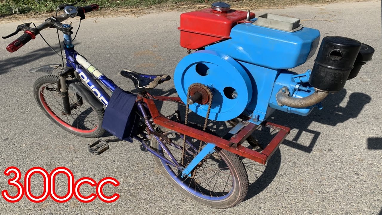 Homemade 4hp Diesel Engine Bike - YouTube