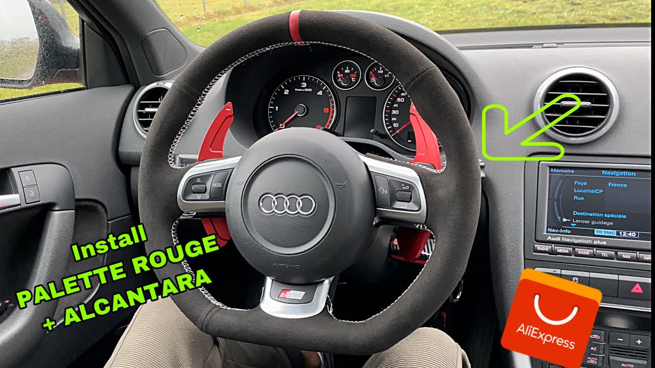 Install Palette Extension Rouge Vitesse + Cuir Alcantara Volant Audi a3 ...