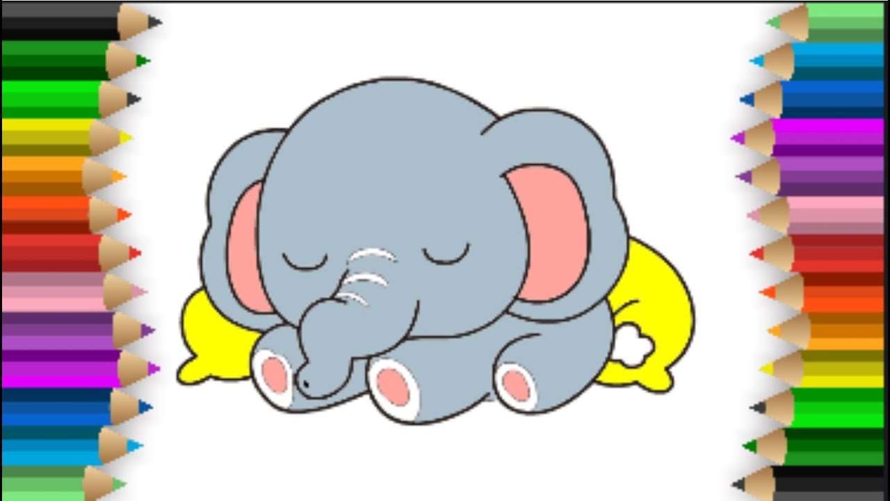 how to draw and color an elephant / belajar menggambar dan mewarnai ...
