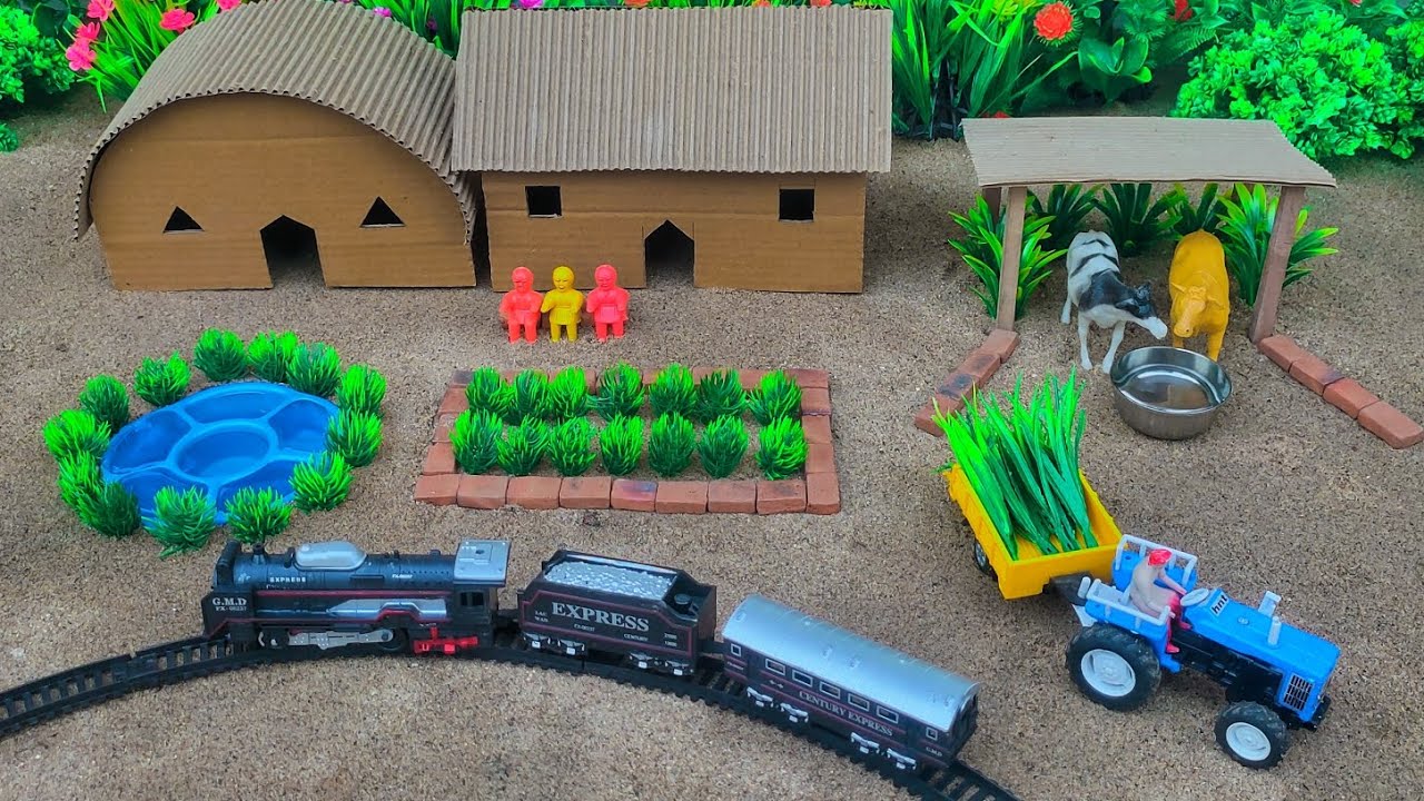 DIY mini Farm Diorama with Aquarium & Grass | horse house - cow shed ...