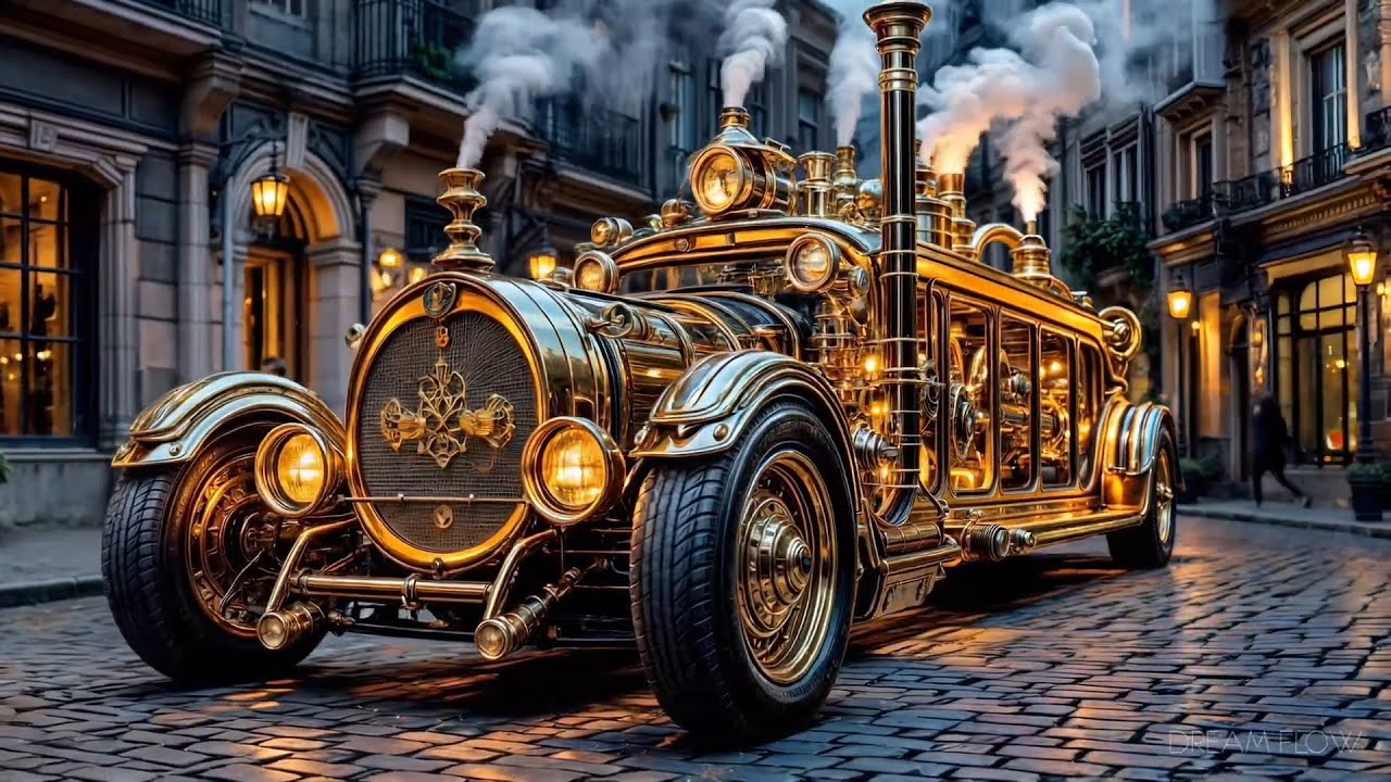 Futuristic Cars of the past Steampunk Ai generated Short Video ...