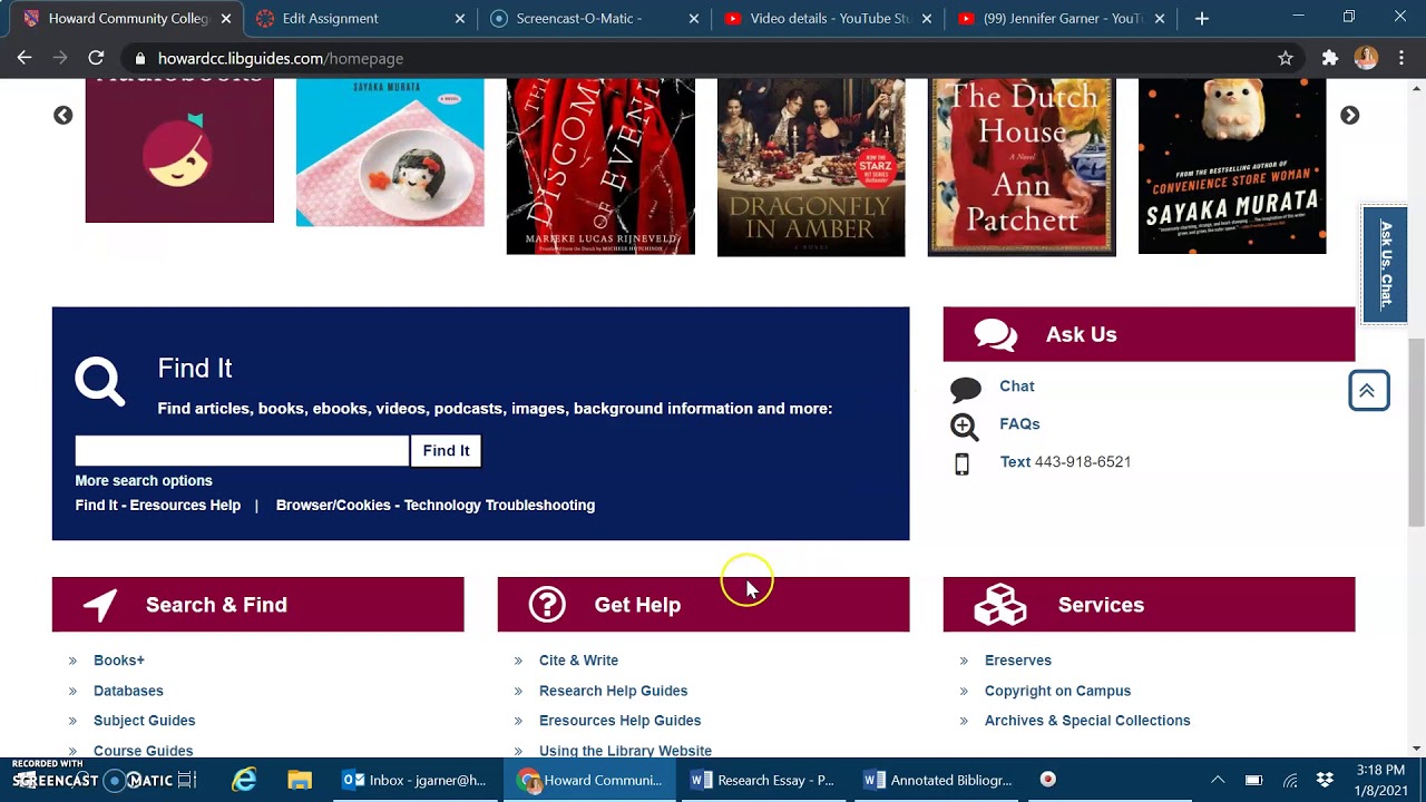 How to navigate the HCC library website to find sources - YouTube