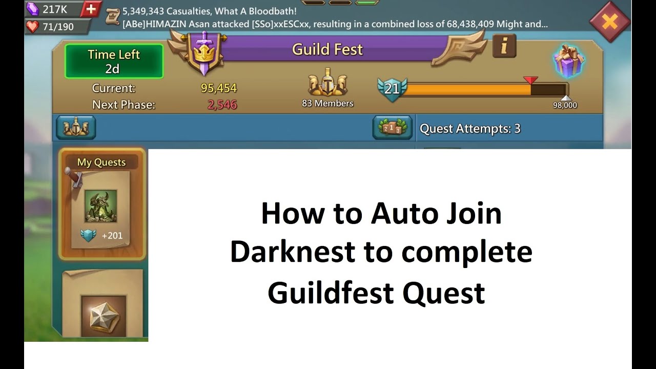 Lords Mobile: How To Auto Join Darknest for Guildfest Quest - YouTube