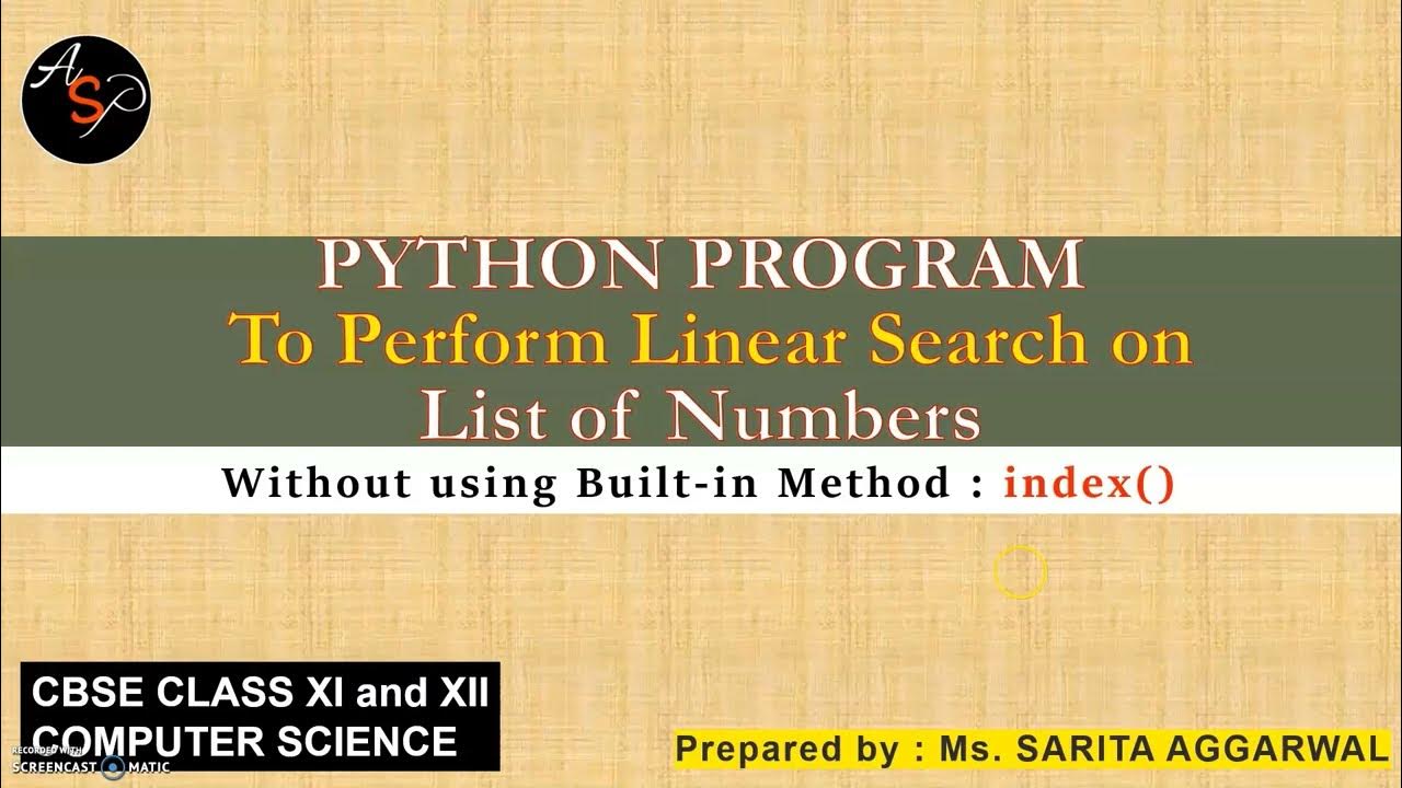 Python Program | Linear Search on List of Numbers without using built-in method index() - YouTube
