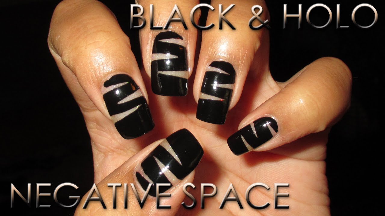 Black & Holo Negative Space Manicure | DIY Nail Art Tutorial | Mani vs ...